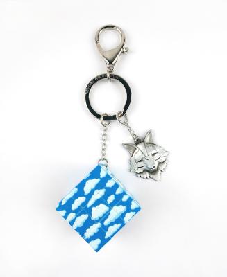 China Custom Zinc Alloy Metal Keychain 50mm Square with Black M Design OEM ODM for sale