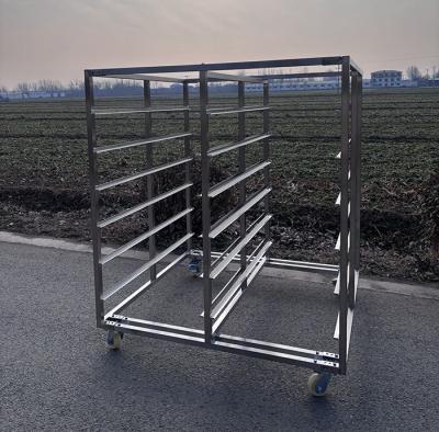 China 500kg Stainless Steel Bakery Trolley Double Row Bakery Rack Trolley for sale