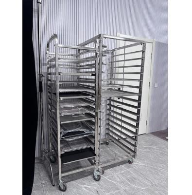 China Welding Stainless Steel Commercial Bakery Rack Trolley With Brake Wheels For Baking for sale