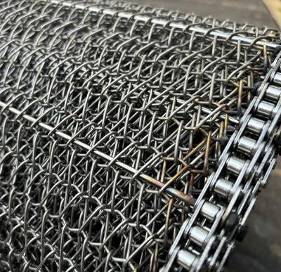 China 304 316 Stainless Steel Roller Chain Driven Conveyor Belt For Deepfry for sale