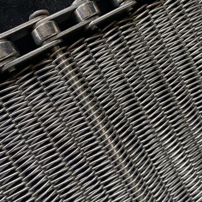 China Strip Width 10 Mm-20 Mm 304 Metal Conveyor Belt Mesh / Flat Wire Mesh Belt for sale