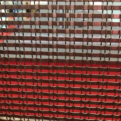 China Twill Weave Wire Mesh Panels Decorative Metal Mesh Panels Golden Red for sale
