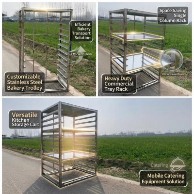 China Square Commercial Bakery Stainless Steel Tray Rack Trolley With Customizable Number Of Layers for sale