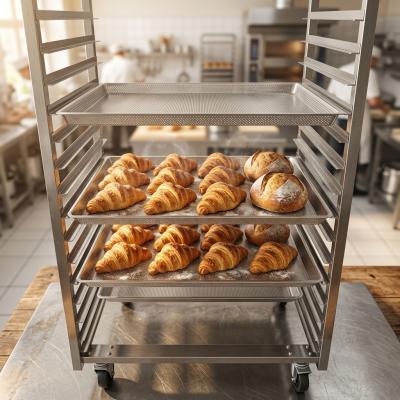 China Silent Casters Stainless Steel Tray Rack Trolley For Baking And Drying Food for sale