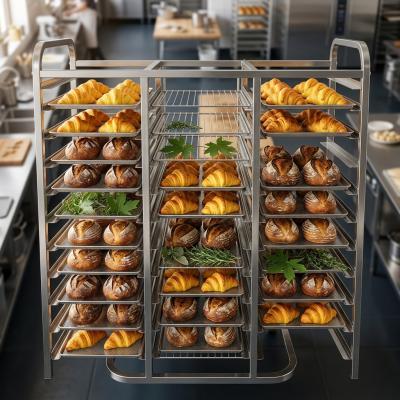 China 304SS Baking Rack Trolley 1.1mm-1.3mm Thickness Bakery Trolleys For School for sale