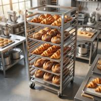 China Silent Casters Stainless Steel Tray Rack Trolley For Baking And Drying Food for sale