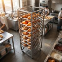 China Aluminum Stainless Steel Baking Tray Rack Trolley Commercial Bakery Cooling Rack for sale