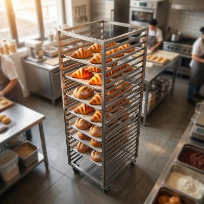 China Aluminum Stainless Steel Baking Tray Rack Trolley Commercial Bakery Cooling Rack for sale