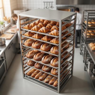 China Square Commercial Bakery Stainless Steel Tray Rack Trolley With Customizable Number Of Layers for sale