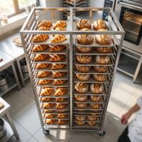 China 24 30 32 Trays Baking Rack Trolley Stainless Steel Bakery Racking Trolley With Trays for sale