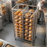 China Removable Trays Trolley Bakery 60x80cm Commercial Bakers Rack With Wheels for sale