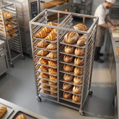 China Removable Trays Trolley Bakery 60x80cm Commercial Bakers Rack With Wheels for sale
