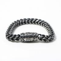 China Stainless steel men's bracelet with retro patterned surface cast magnetic buckle design, trendy accessory for sale