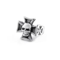 China Retro Cross Skull Stainless Steel Ring Titanium Punk Trendy Style for sale