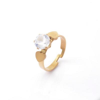 China Personalized Fashion Women's Love Symmetrical Zircon Women's Stainless Steel Open End Ring for sale