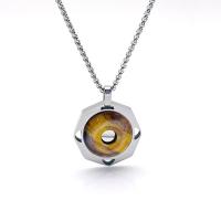 China Stainless steel men's tiger eye stone necklace retro pendant titanium steel lock chain for sale