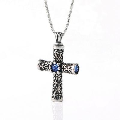 China Explosive retro stainless steel cast cross zircon punk trendy new pendant for sale