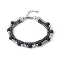 China Unique Gallstone Embellishment Adjustable Clasp and Eye-Catching Visual Appeal in Stainless Steel Bracelet for Men for sale