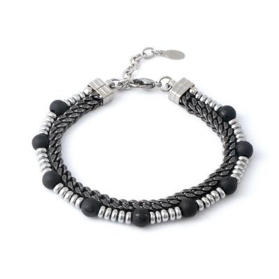 China Unique Gallstone Embellishment Adjustable Clasp and Eye-Catching Visual Appeal in Stainless Steel Bracelet for Men for sale