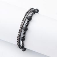 China Unique Gallstone Embellishment Men's Stainless Bracelet for Comfortable All-Day Wear and Effortless Style for sale