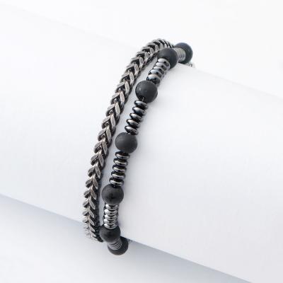 China Unique Gallstone Embellishment Men's Stainless Bracelet for Comfortable All-Day Wear and Effortless Style for sale