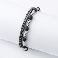 China Adjustable Clasp Chain Bracelet Versatile Men's Accessory with Unique Gallstone Embellishment and Modern Minimalist Design for sale