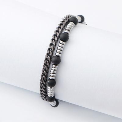 China Adjustable Clasp Chain Bracelet Versatile Men's Accessory with Unique Gallstone Embellishment and Modern Minimalist Design for sale