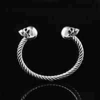 China Mighty Opening Double Skull Stainless Steel Twisted Wire Men's Explosive Bracelet for sale