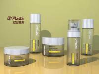 China 50ml PET Matted Cosmetic Bottle Set for Face Cream Serum Toner with Pump Cap for sale