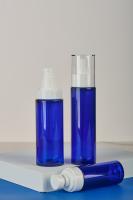 China 100ml PET Thick Wall Eye Cream Bottle with White Pump Over Cap 20/410 Neck for sale