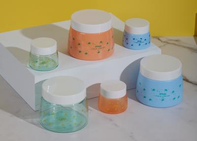 China Round PET Plastic Cosmetic Jars 50ml 250ml Pink Body White Cap for Body Scrub for sale