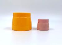 China Round PET Plastic Cosmetic Jars 50ml 250ml Pink Body White Cap for Body Scrub for sale