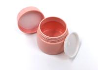 China Round PET Plastic Cosmetic Jars 50ml 250ml Pink Body White Cap for Body Scrub for sale