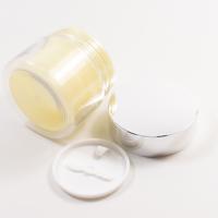 China 300ml Clear Plastic Hair Mask Jar Double Wall Cylinder PET ABS with Lid for sale