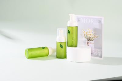 China 100ml 120ml Green Frosted PET Plastic Foam Bottle with Foam Pump for Foam Cleanser for sale