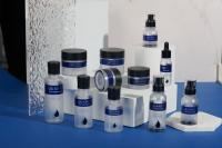 China Blue Frosted Empty Cosmetic Bottle for sale