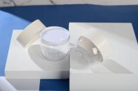 China Cute Style Empty Body Scrub Containers With Disc Spoon 250ml White Color Cap for sale