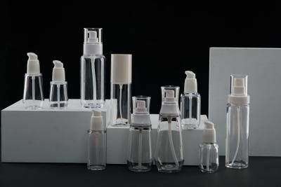 China Luxury PET Plastic Cosmetic Bottles Thick Wall Transparent 30ml 60ml 100ml Sprayer for sale