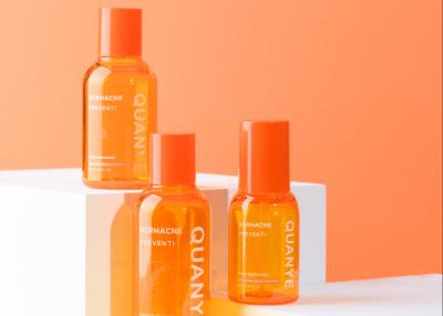 China Orange Empty 80ml 120ml Lotion Bottle Cosmetic Packaging With Plastic Cap for sale