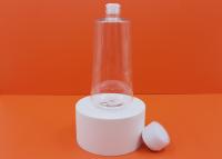 China Transparent PET Plastic Cosmetic Bottles 200ml 350ml with White ABS Cap for sale