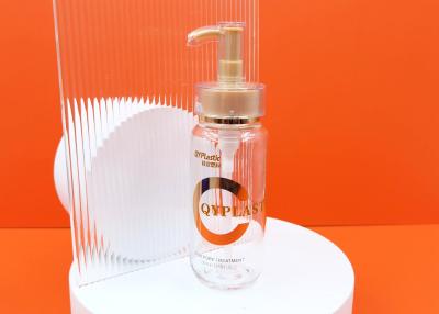 China PET Plastic Cosmetic Bottle 100ml 150ml Gold Hot Stamping Acrylic Pump Moisturizer for sale