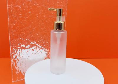 China Frosted Transparent PET Lotion Bottle 100ml with Gold Pump Cylindrical PCR for sale