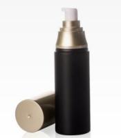 China 100ml PET Cylindrical Face Cleansing Water Bottle with Gold Lotion Pump Cap Custom Printing for sale