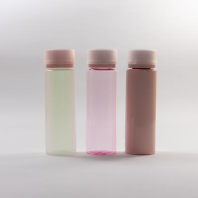 China 100ml PET Plastic Cosmetic Bottle Toner Water Serum with White ABS Cap for sale