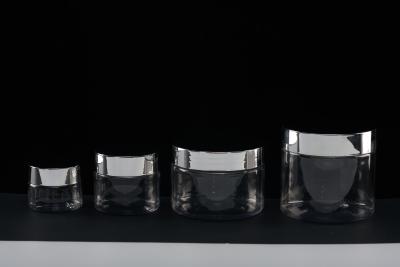 China Customized PET Plastic Cosmetic Jars 250ml for Hair Mask with Round Silver Lid for sale