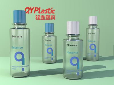 China Round Blue Lid Coating PET  Plastic Cosmetic Packaging Serum Bottle 100ml 150ml for sale