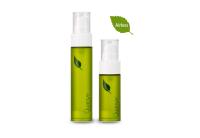 China Green Airless Pump Bottles 30ml 50ml 60ml for Skin Care Creams and Lotions with Custom Branding Options for sale