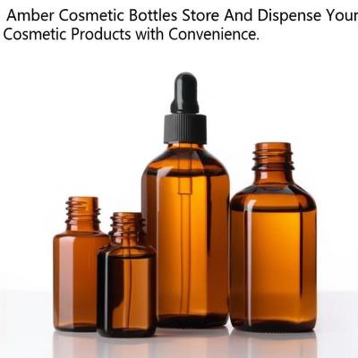 China Amber Cosmetic Bottles 10ml 100ml Screw Cap for Skincare Essential Oils Perfumes for sale