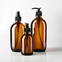 China Round Amber Cosmetic Bottles 10ml 50ml Screw Cap for Skincare Essential Oils Perfume for sale