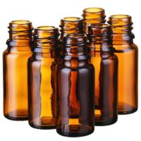 China Amber Cosmetic Bottles 15ml Round Screw Cap for Perfumes Essential Oils Skincare for sale